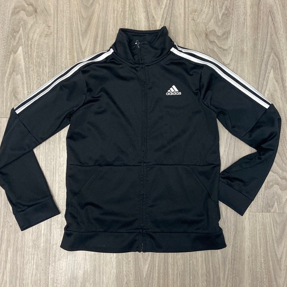 adidas | Jackets & Coats | Adidas Track Jacket Black White Boys 12 ...